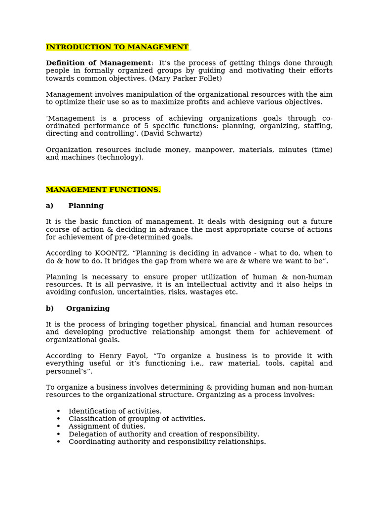 Lesson 1 - Introduction To Management | PDF | Marketing | Goal