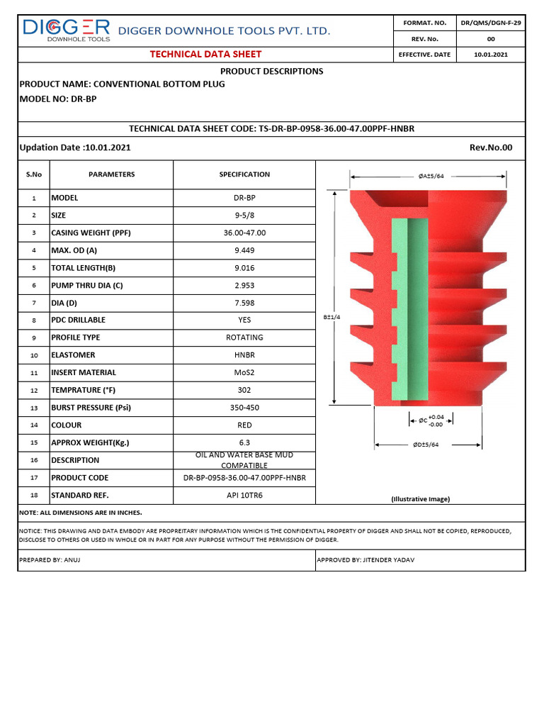 Digger Downhole Tools (Top and Bottom Plug) - HNBR, NBR | PDF