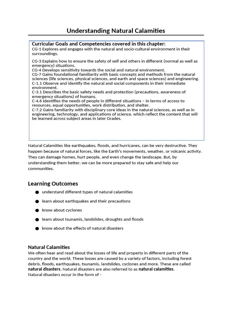 Understanding Natural Calamities Guide | PDF | Earthquakes | Natural ...