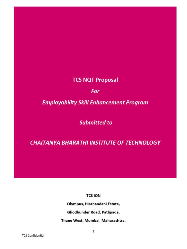 Tcs NQT Elite Proposal - Cbit | PDF | Communication | Learning