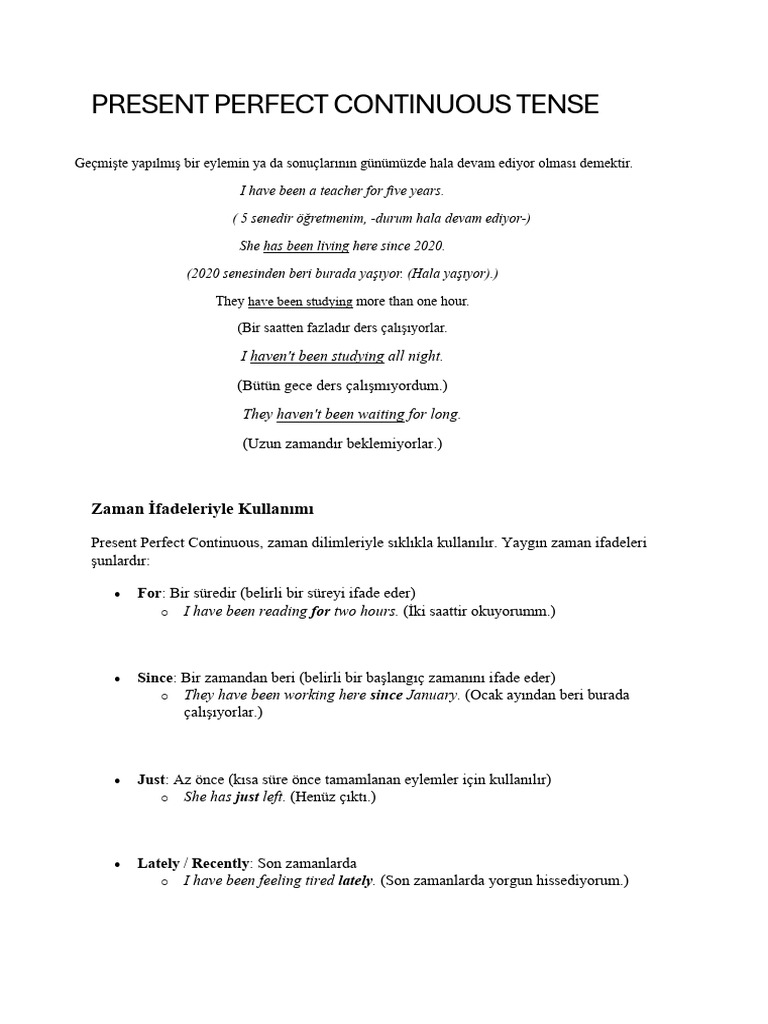 Present Perfect Continuous Tense | PDF