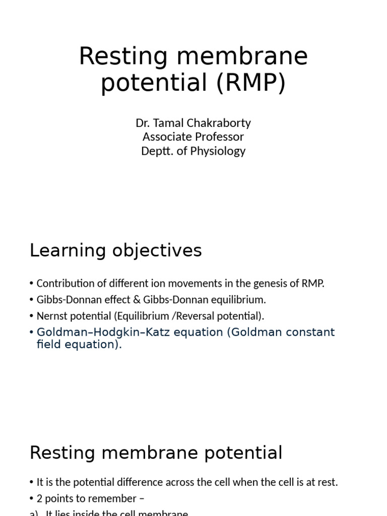 Resting Membrane Potential | PDF | Membrane Potential | Cell Biology
