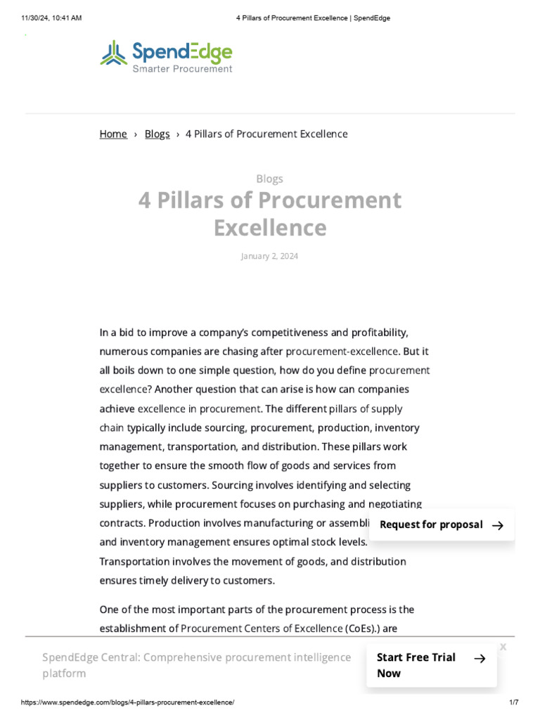4 Pillars of Procurement Excellence - SpendEdge | PDF | Procurement ...