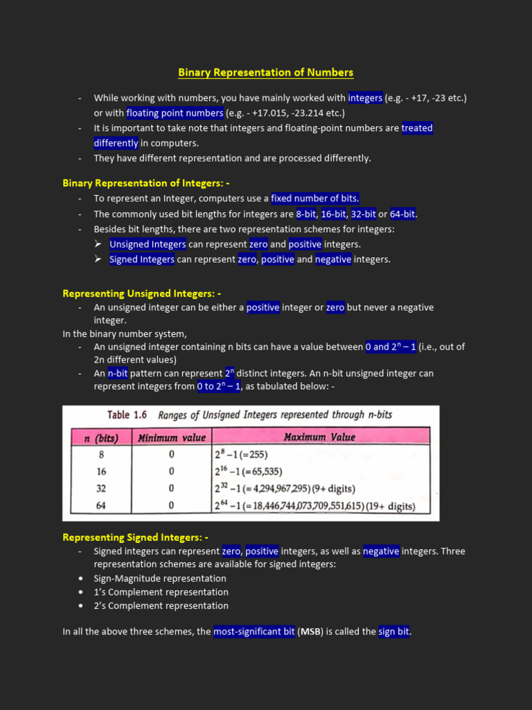 Data Representation - Part II | PDF | Integer (Computer Science) | Numbers