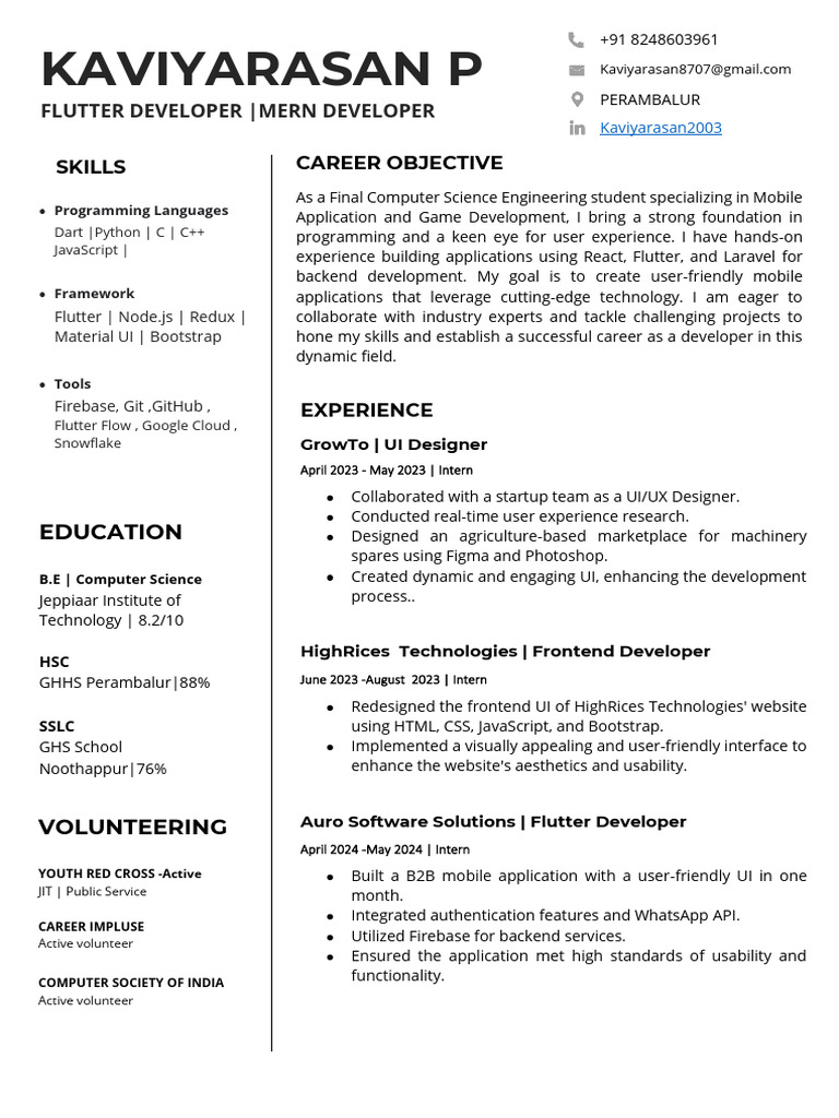 Kaviyarsan - CV 1 1 | PDF | User Interface | Usability