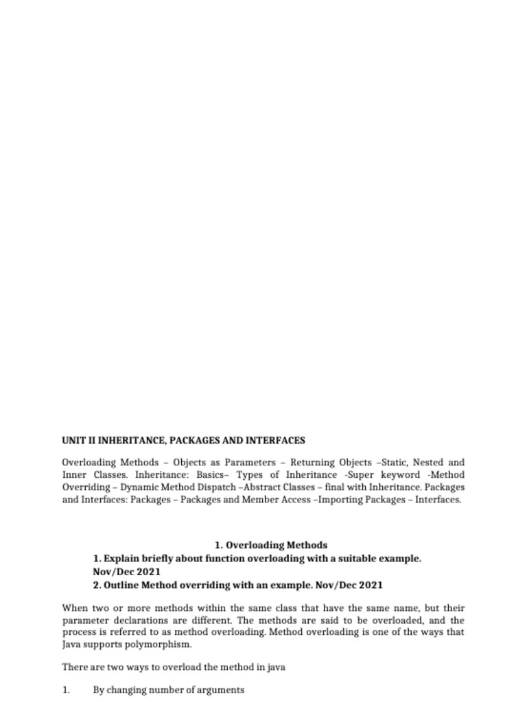 Unit Ii Oops Pdf Method Computer Programming Class Computer Programming 7661