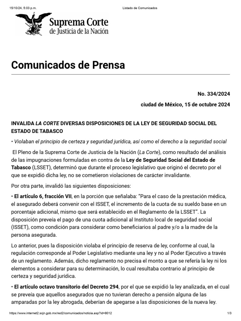 Listado de Comunicados | PDF | Pensión | Derecho laboral