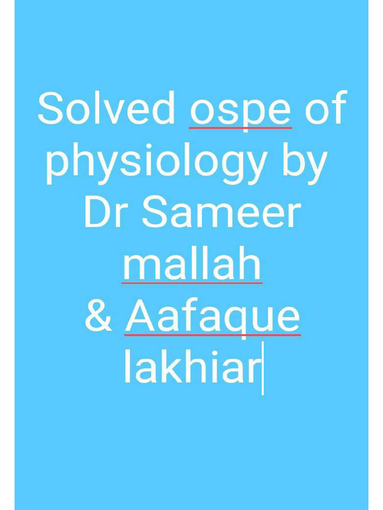 Physio Solved Ospe (Sameer+Aafaque Batch 50) - 1 | PDF