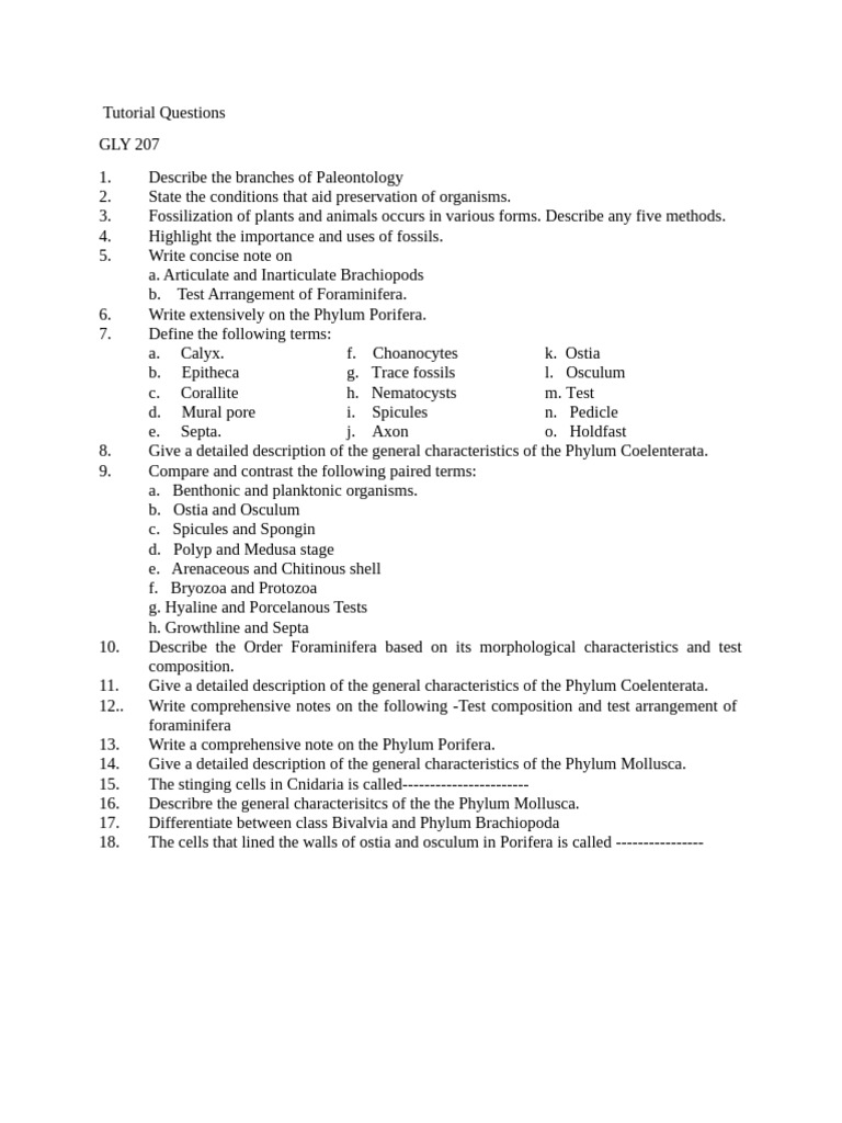 Tutorial Questions | PDF