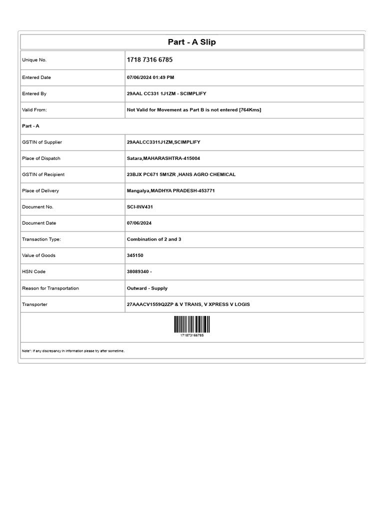 E-Way Bill System VTrans | PDF