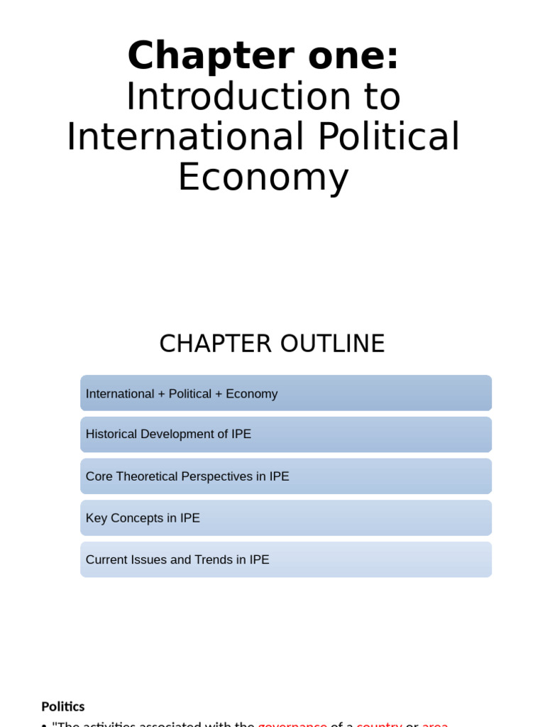 Chapter One | PDF | Globalization | Political Economy