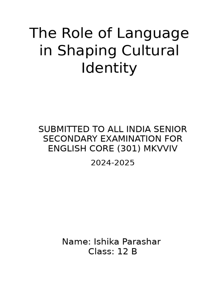 The Role of Language in Shaping Cultural Identity | PDF | Multilingualism | Identity (Social ...