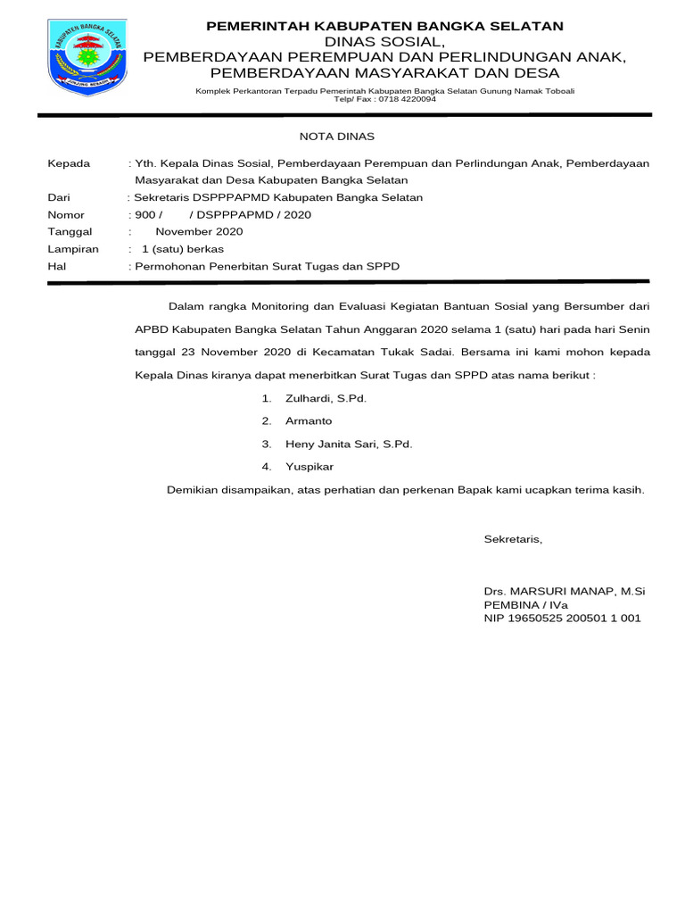 Nota Dinas Surat Tugas | PDF