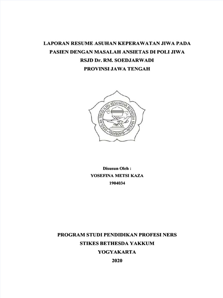 PDF Laporan Resume Asuhan Keperawatan Jiwa Pada Pasien Dengan Masalah Ansietas Di Poli Jiwa RSJD ...