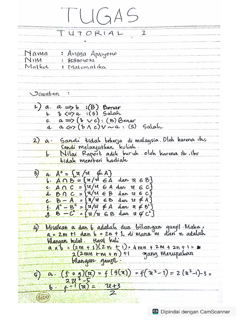 TT1 Matematika Angga 9B | PDF