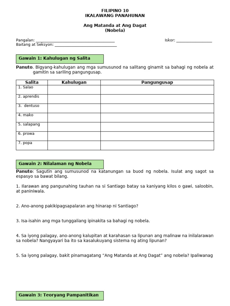 Ang Matanda at Ang Dagatnobela | PDF