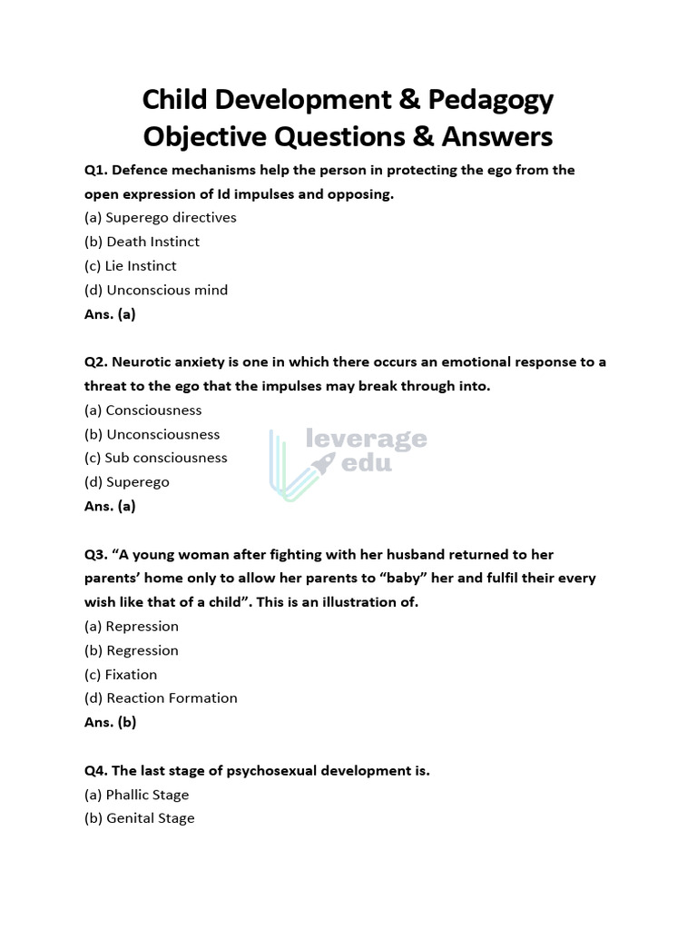 Child Development Q&A: Key Concepts | PDF | Id | Cognition