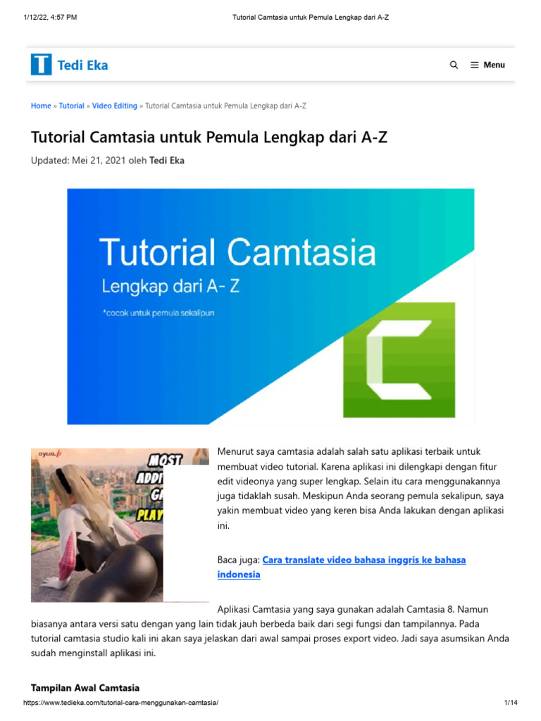 Tutorial Camtasia Untuk Pemula Lengkap Dari A-Z | PDF