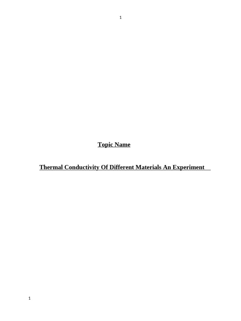 Thermal Conductivity of Different Material Experiment | PDF | Heat ...