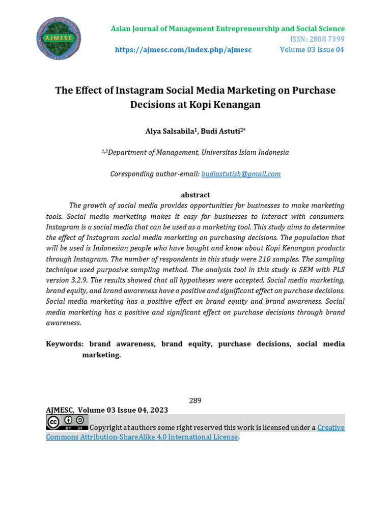 DM Instagram | PDF | Coefficient Of Determination | Brand