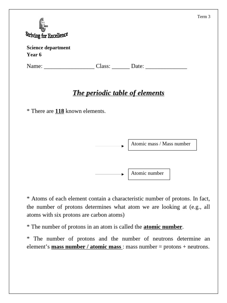 Atomic Mass and Atomic Number Summary | PDF
