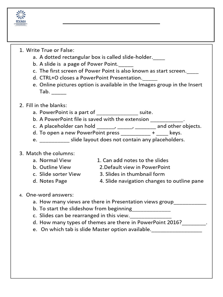 Computer Worksheet l5 6 Class Iv - Ic283532 | PDF