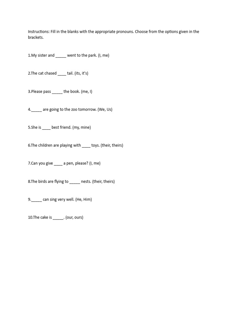 Pronoun Worksheet Class 5 - Ic633564 | PDF