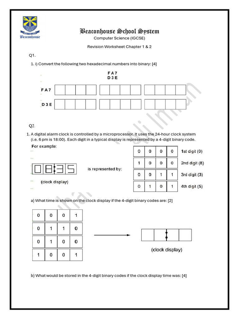 IGCSE Computer Science Revision Worksheet | PDF | Data Compression ...