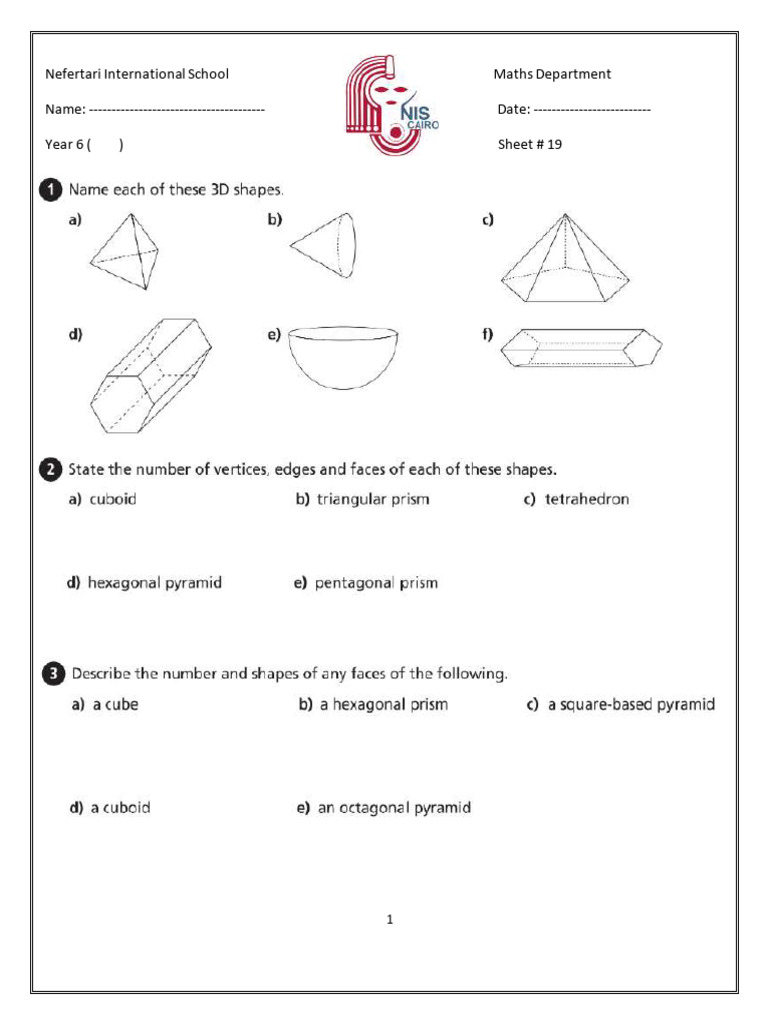 Year 6 Maths Worksheet #19 | PDF