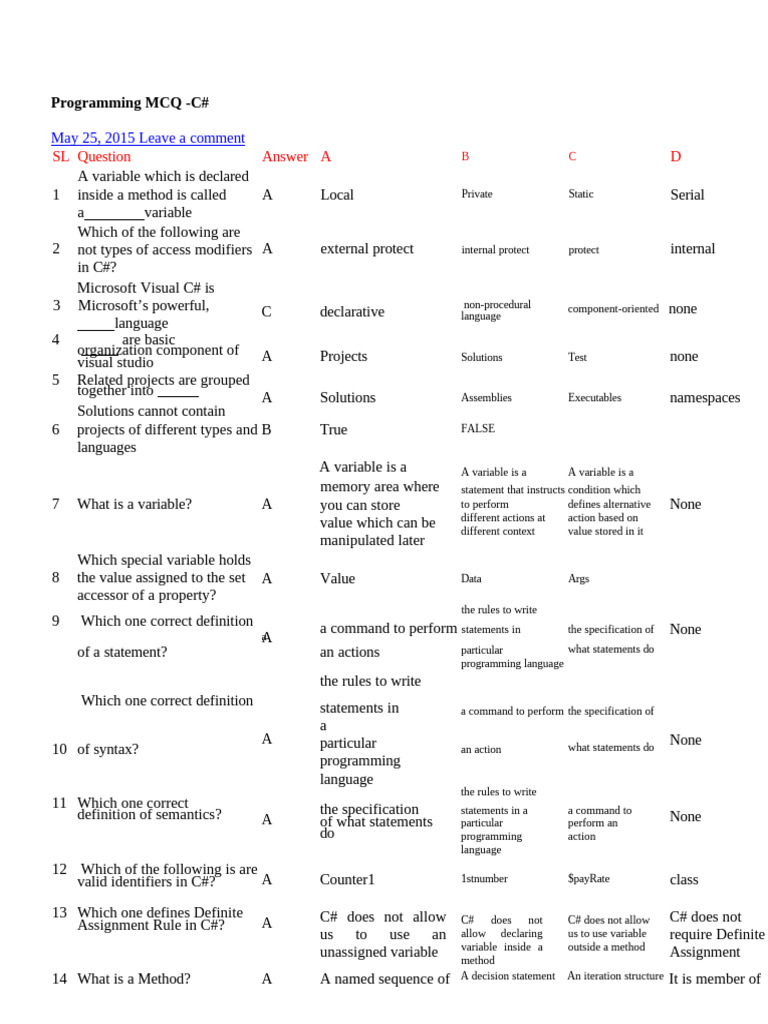 C# Programming-Mcq | PDF | Networking | Web Server