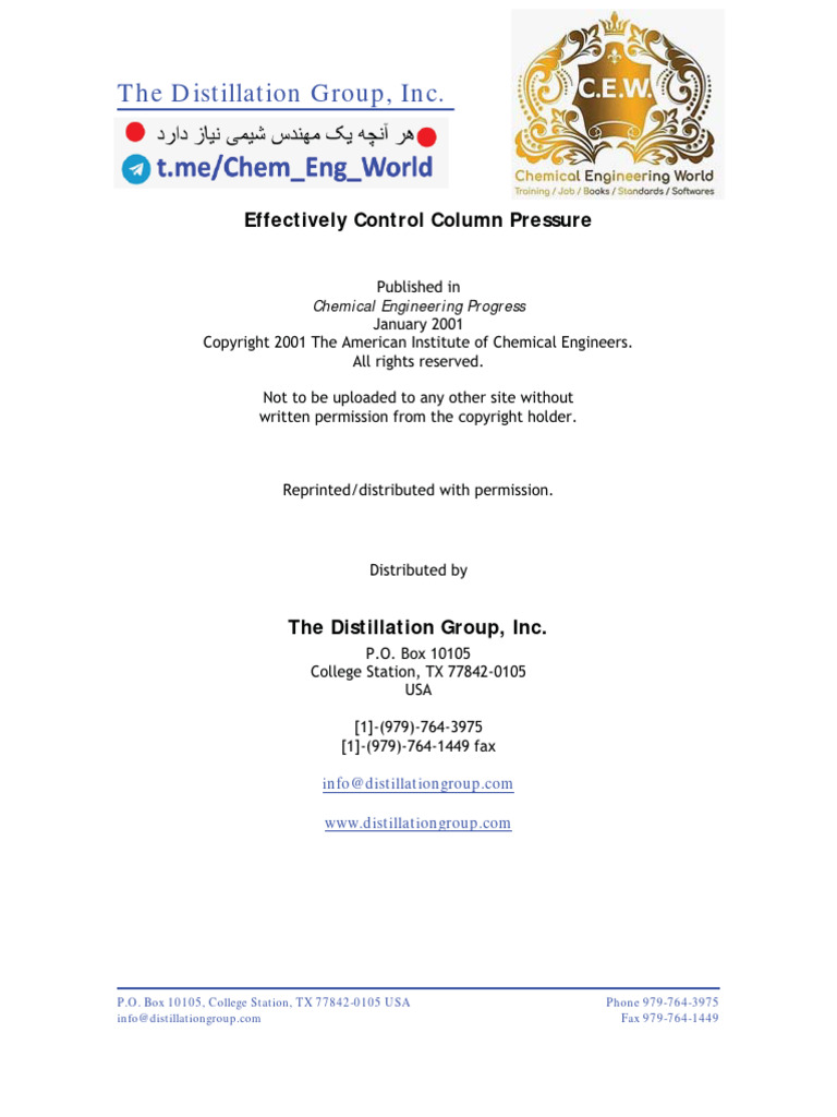 Effectively Control Column Pressure | PDF | Distillation | Liquids