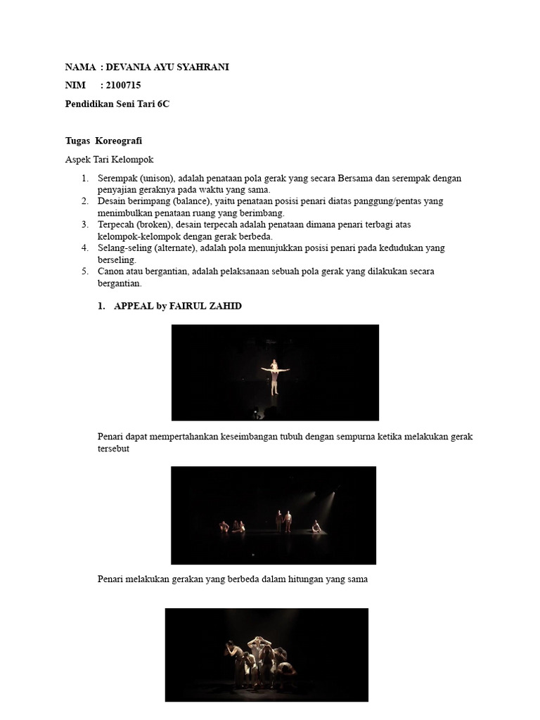 Devania Ayu Syahrani - Koreografi | PDF