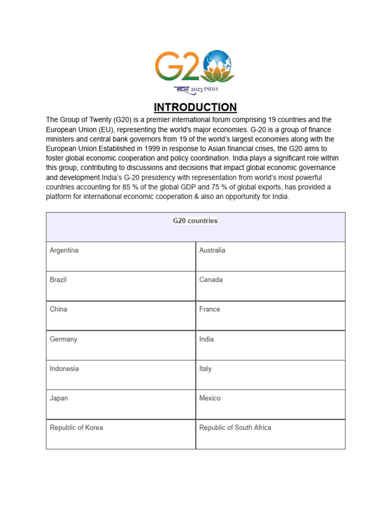 Class XTH G20 Significance | PDF | Global Financial System | Economies