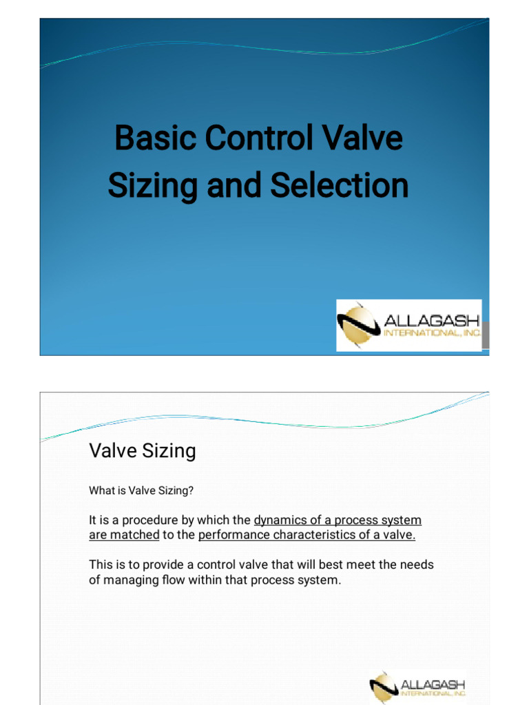 Basic Control Valve Sizing and Selection | PDF | Valve | Stainless Steel