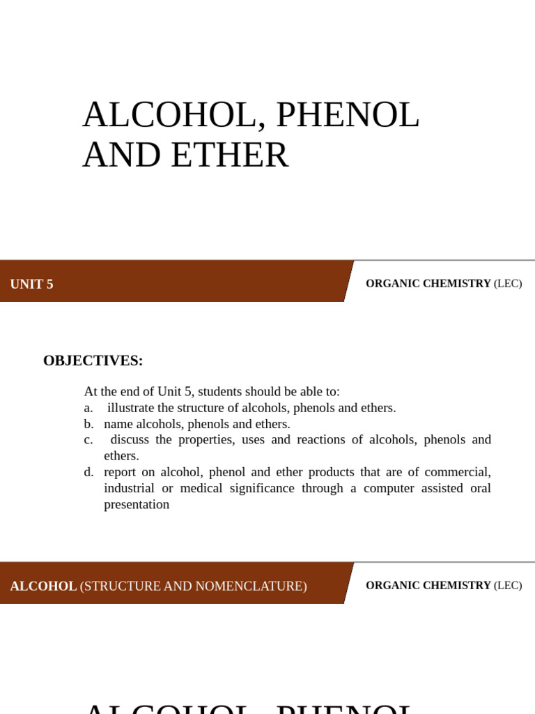 Alcohols, Phenols and Ethers | PDF | Ether | Organic Chemistry
