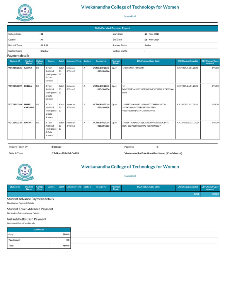 Daily Detailed Payment Report | PDF | Payments | Cheque