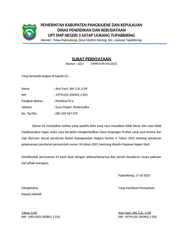 Surat Pernyataan | PDF