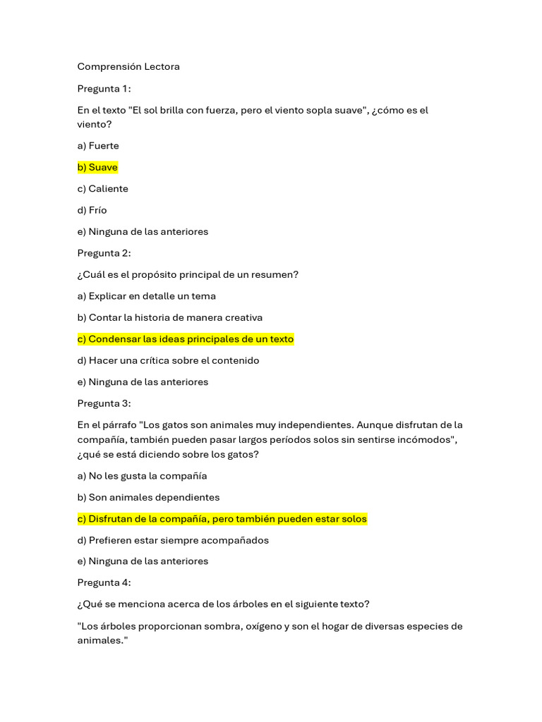 Preguntas de Comprensión Lectora | PDF | Clima