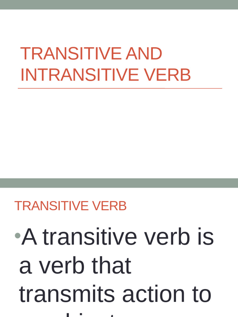 Transitive and Intransitive Verb | PDF