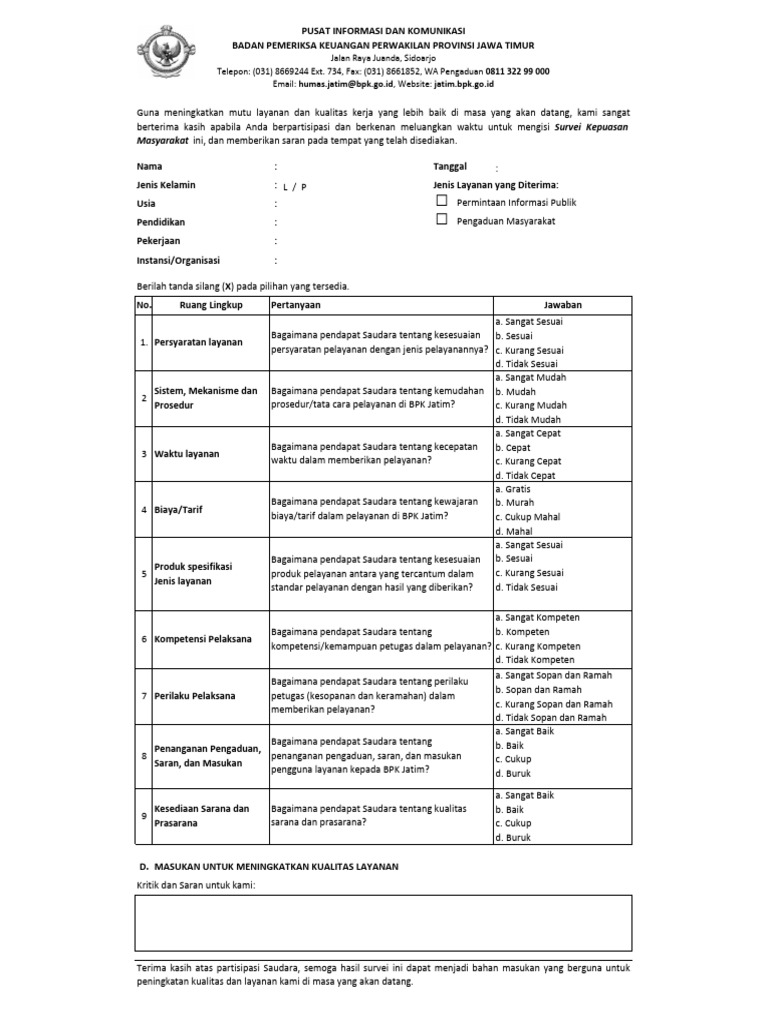 04 NEW Kuesioner PIK | PDF