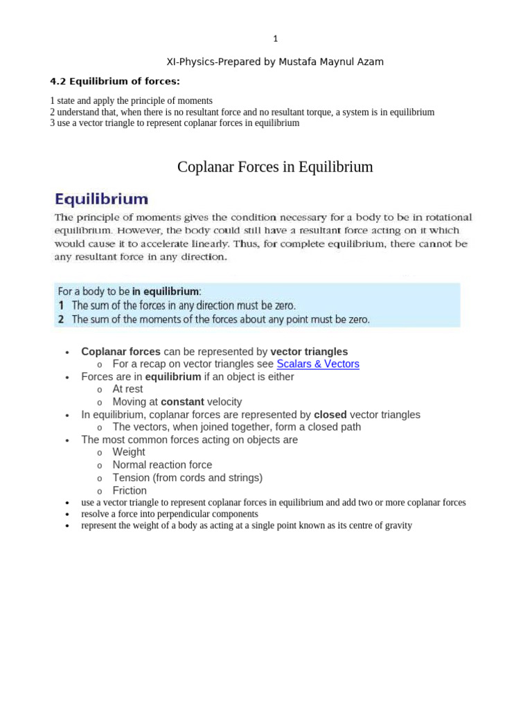 4.2 Equilibrium of Forces | PDF | Force | Euclidean Vector