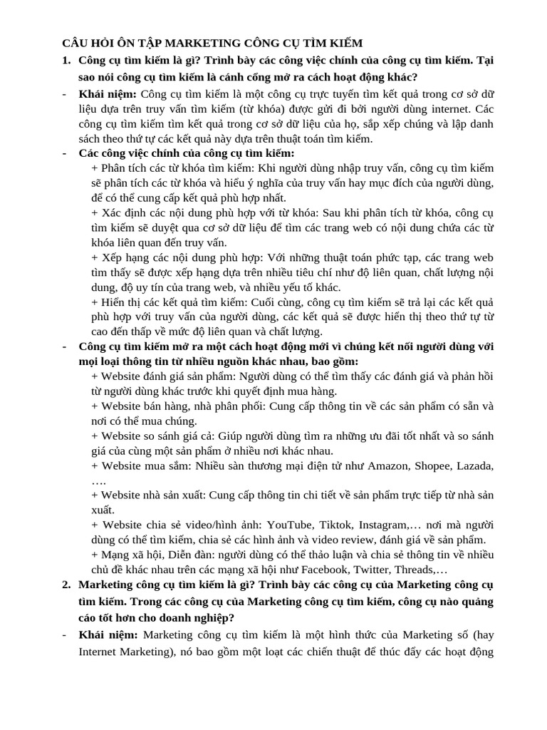 Câu hỏi ôn tập CCTK | PDF