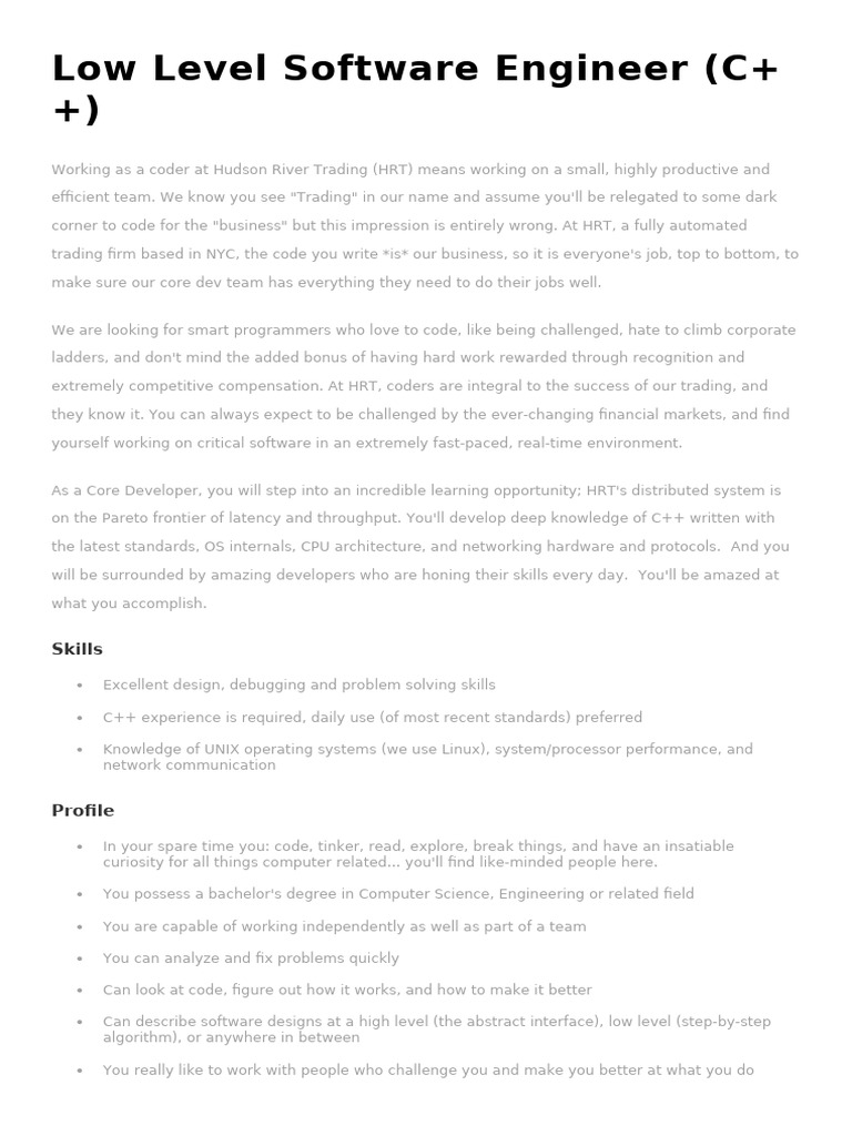 HRT - Low Level C++ | PDF | Computer Science | Programmer