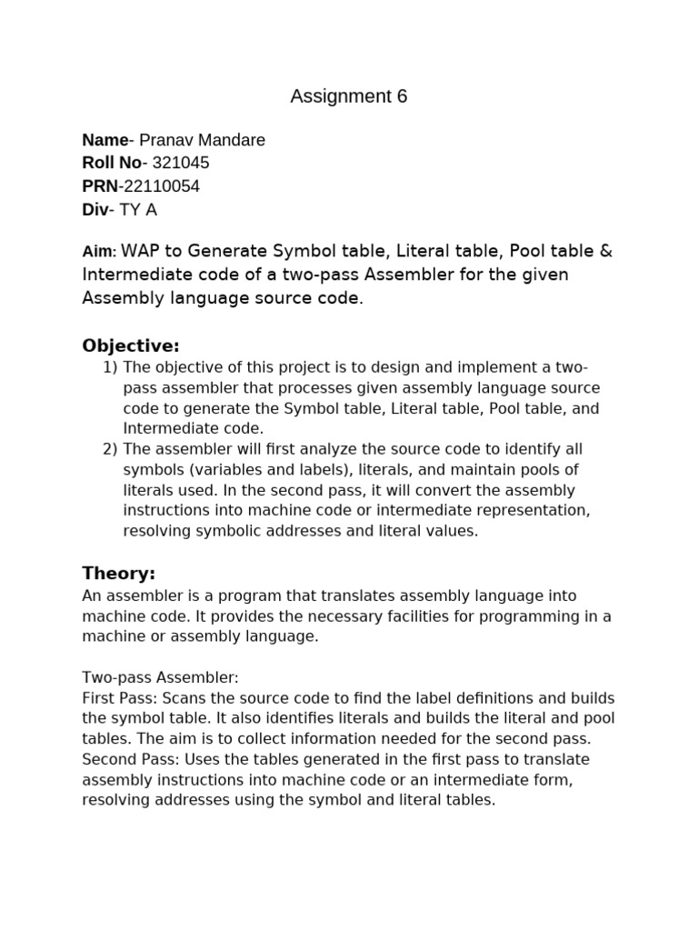 LPCC Assignment 6 | PDF | Assembly Language | Computer Science LPCC Assignment 6 | PDF | Assembly Language | Computer Science