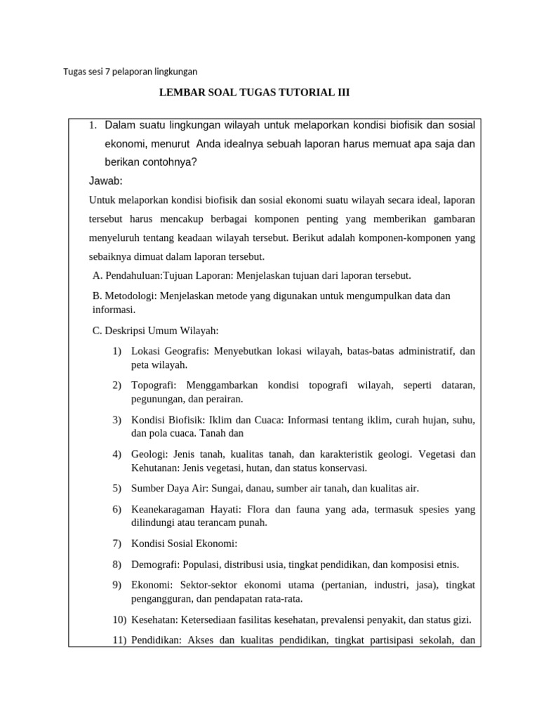 Tugas Sesi 7 Pelaporan Lingkungan | PDF
