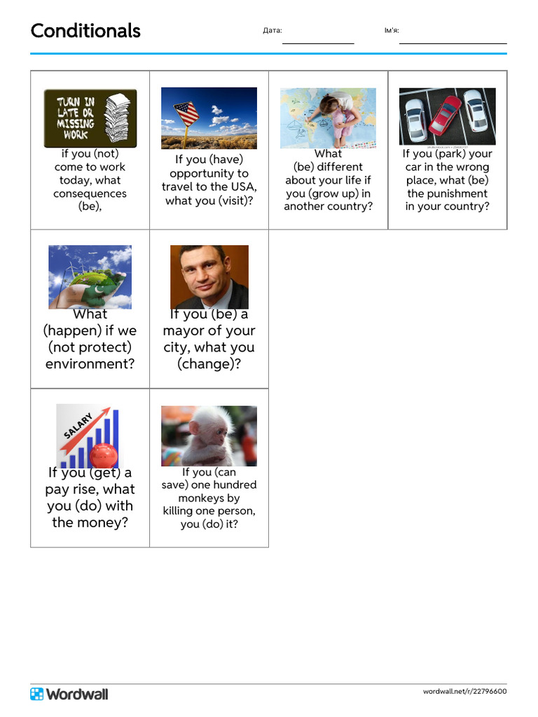 Zero Conditional Scenarios Worksheet | PDF