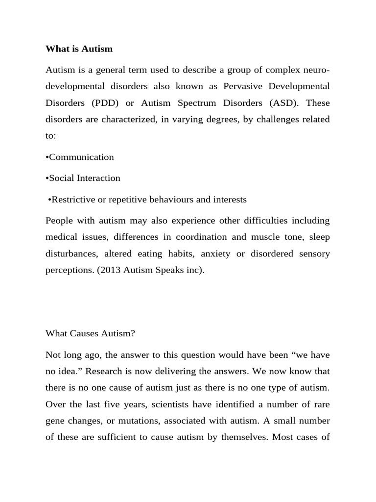 Autism Notes | PDF | Autism Spectrum | Behavioural Sciences