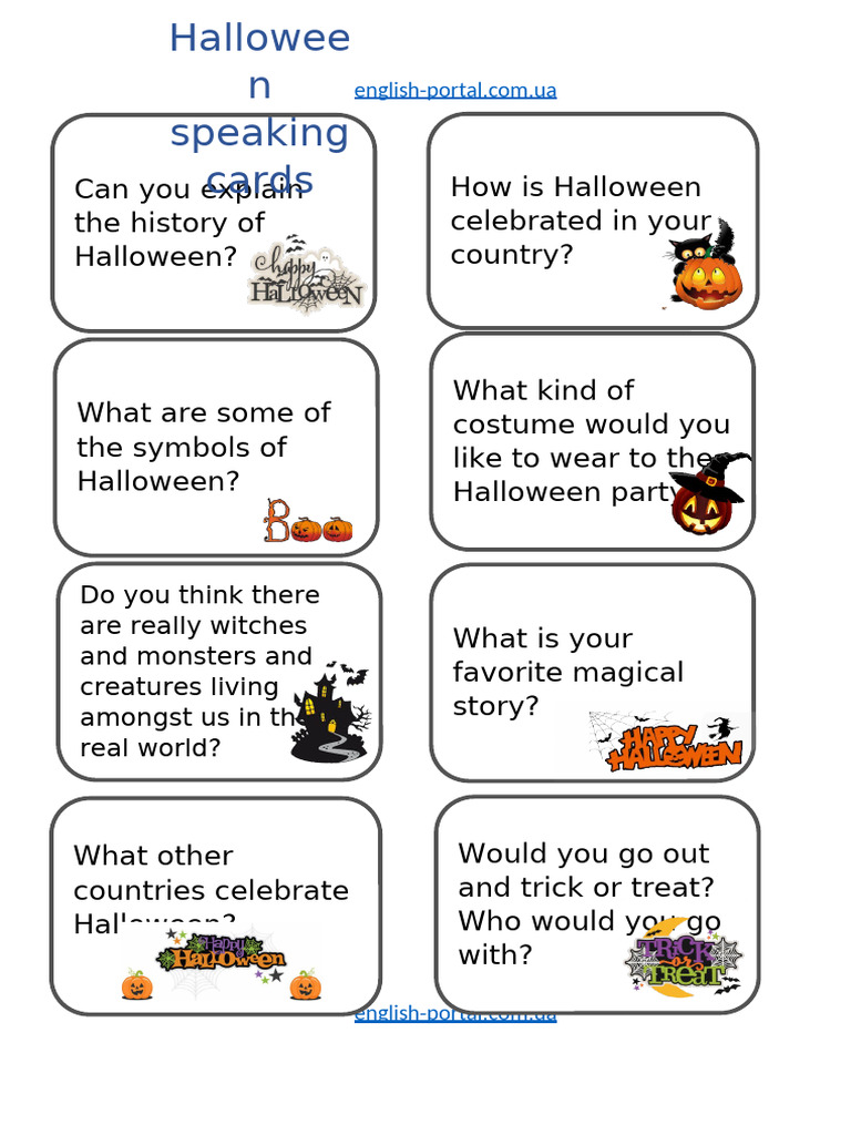 Halloween Speaking Cards | PDF | Halloween | Trick Or Treating