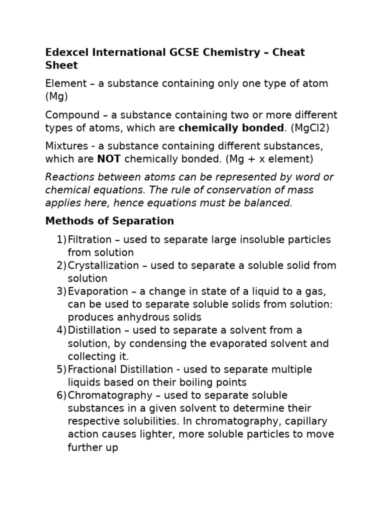 Edexcel International GCSE Chemistry | PDF | Ion | Redox