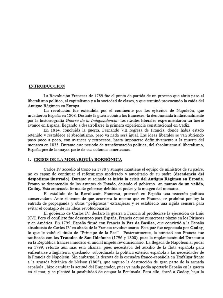 Temas 1, 2 y 3 Bloque Iv | PDF | Guerra peninsular | España